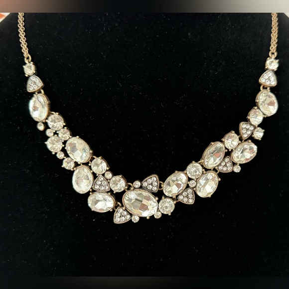 Jewelry | Antique Gold Chain Faux Diamond Rhinestone Clusters Statement ...
